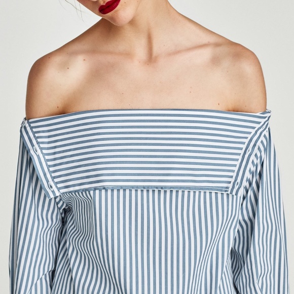 Zara | Tops | New Zara Convertible Top Blue White Stripe Small S | Poshmark